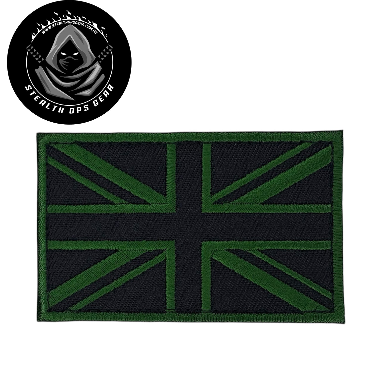 UK Black & Green Thread Embroidery Morale Patch - Stealth Ops Gear ...